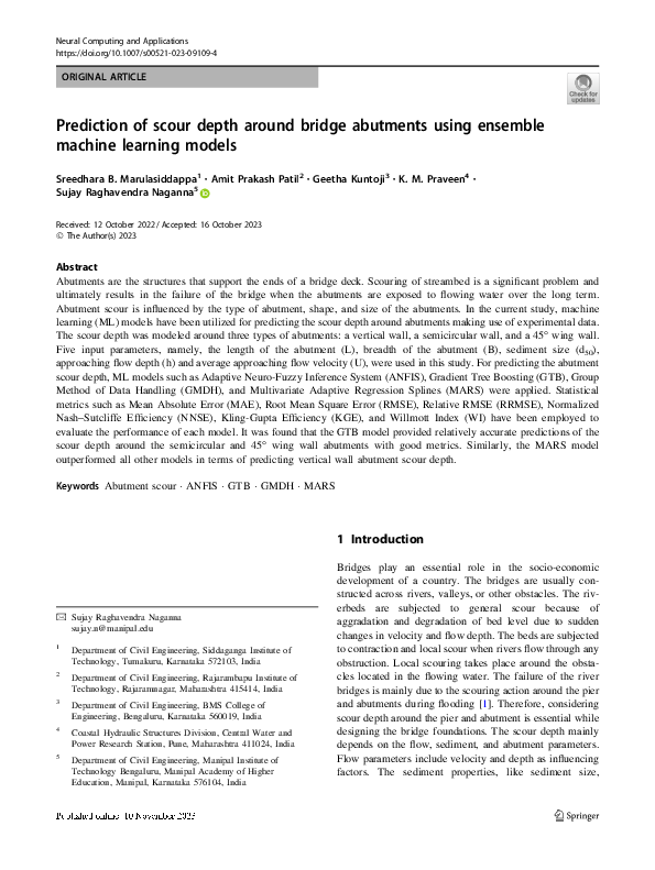 (PDF) Scour Depth Prediction at Bridge Abutments
