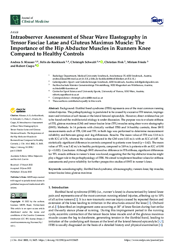 (PDF) Intraobserver Assessment of Shear Wave Elastography in Tensor Fasciae Latae and Gluteus ...