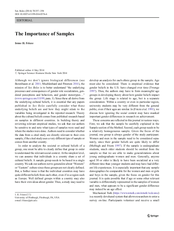 (PDF) The Importance of Samples