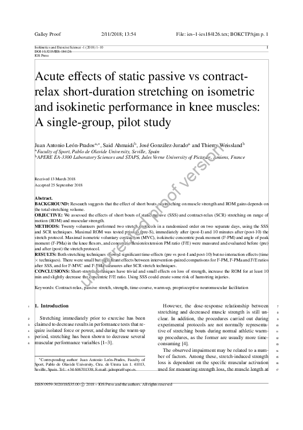 (PDF) Acute effects of static passive vs contract- relax short-duration stretching on isometric ...