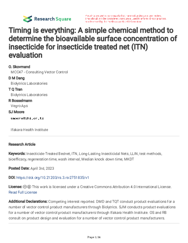 (PDF) Timing is everything: A simple chemical method to determine the ...