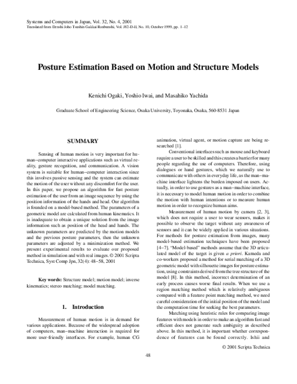 (PDF) Posture estimation based on motion and structure models