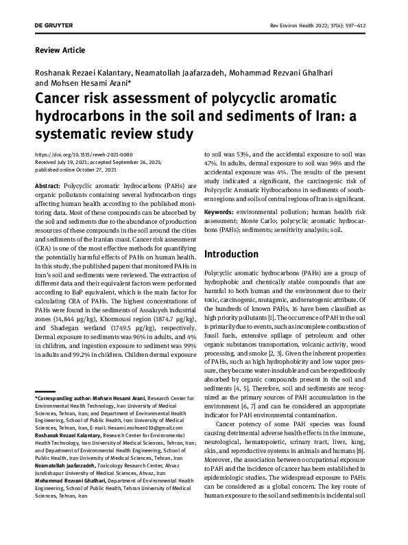 (PDF) Cancer risk assessment of polycyclic aromatic hydrocarbons in the ...