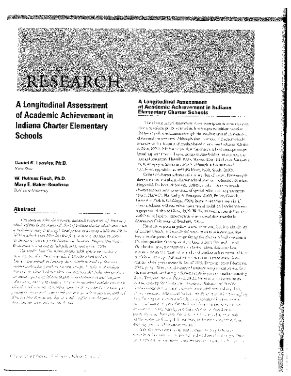 (PDF) A Longitudinal Assessment of Academic Achievement in Indiana ...