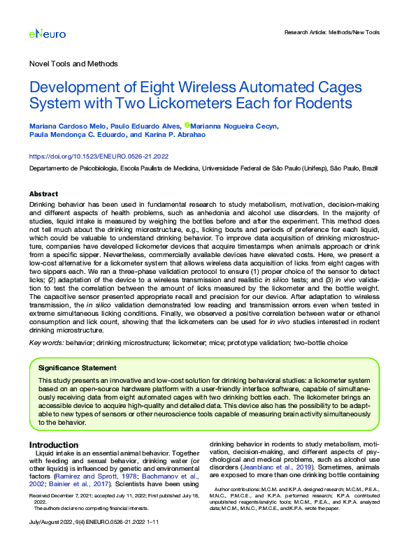 (PDF) Development of Eight Wireless Automated Cages System with Two ...