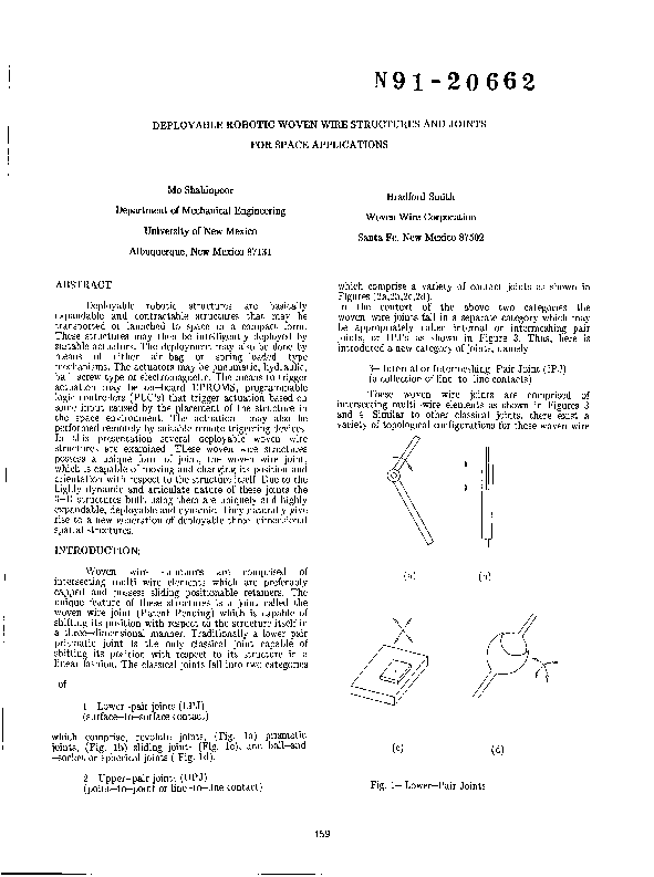 (PDF) Deployable robotic woven wire structures and joints for space ...