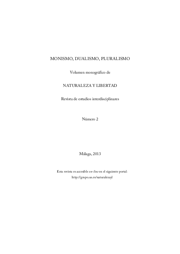 (PDF) Monismo y reduccionismo epistemologico: Una revisión desde la ...