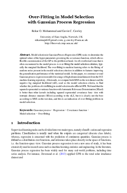 (PDF) Over-Fitting in Model Selection with Gaussian Process Regression