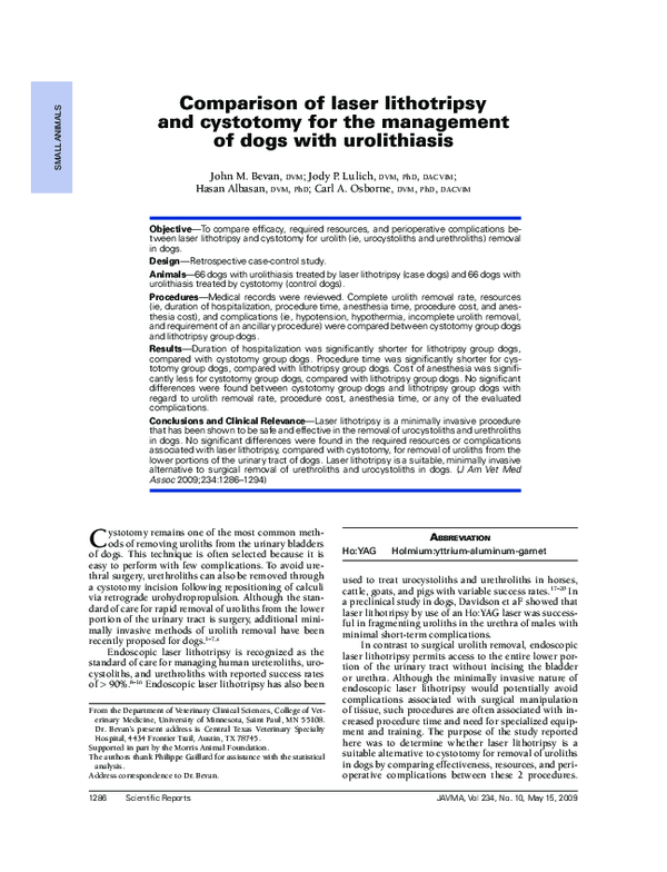 (PDF) Comparison of laser lithotripsy and cystotomy for the management ...
