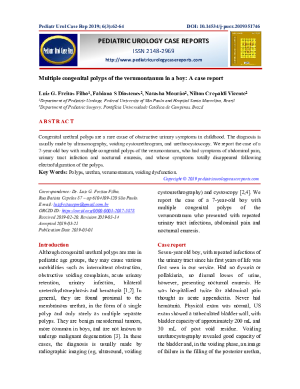 (PDF) Multiple congenital polyps of the verumontanum in a boy: A case ...