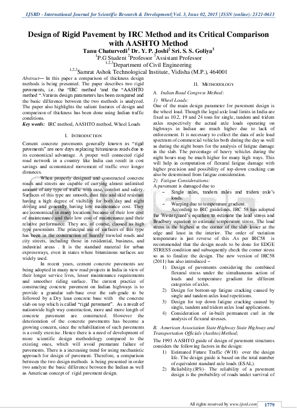 (PDF) Design of Rigid Pavement by IRC Method And its Critical ...