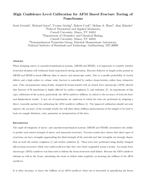 (PDF) High Confidence Level Calibration for AFM Based Fracture Testing ...