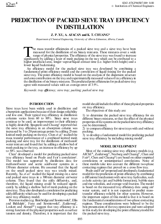 (PDF) Prediction of Packed Sieve Tray Efficiency in Distillation ...