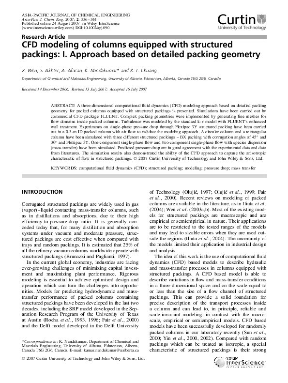 (PDF) CFD modeling of columns equipped with structured packings: I ... (PDF) CFD modeling of columns equipped with structured packings: I ...