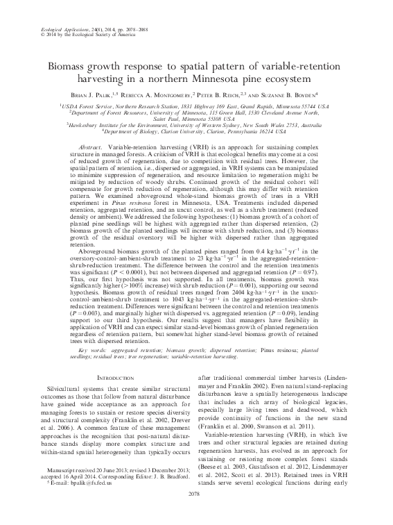 (PDF) Biomass growth response to spatial pattern of variable-retention ...