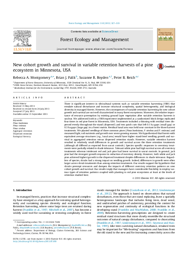 (PDF) New cohort growth and survival in variable retention harvests of ...