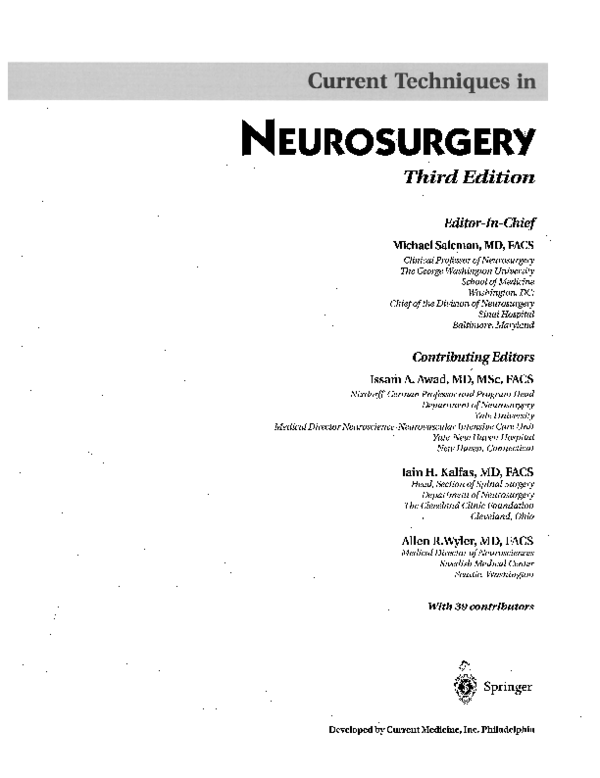 (PDF) Current Techniques in Neurosurgery
