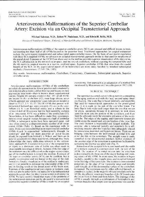 (PDF) Arteriovenous Malformations of the Superior Cerebellar Artery ...