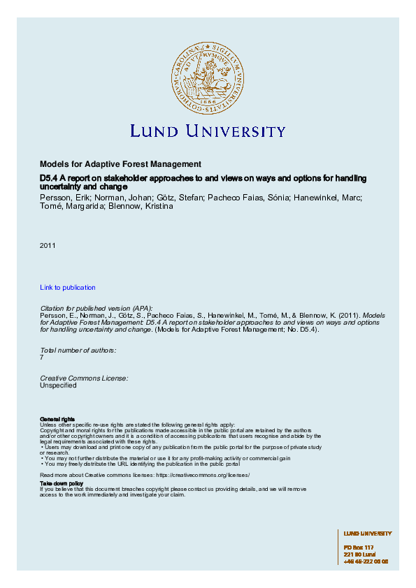 (PDF) Models for Adaptive Forest Management : D5.4 A report on ...