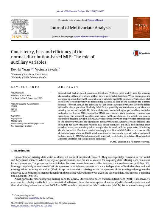 (PDF) Consistency, bias and efficiency of the normal-distribution-based ...