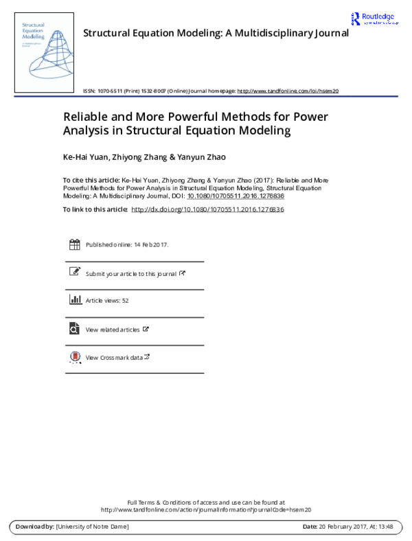 (PDF) Reliable and More Powerful Methods for Power Analysis in Structural Equation Modeling