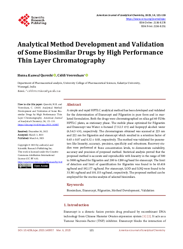 (PDF) Analytical Method Development and Validation of Some Biosimilar Drugs by High Performance ...