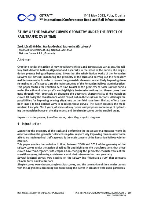 (PDF) Study of the railway curves geometry under the effect of rail ...