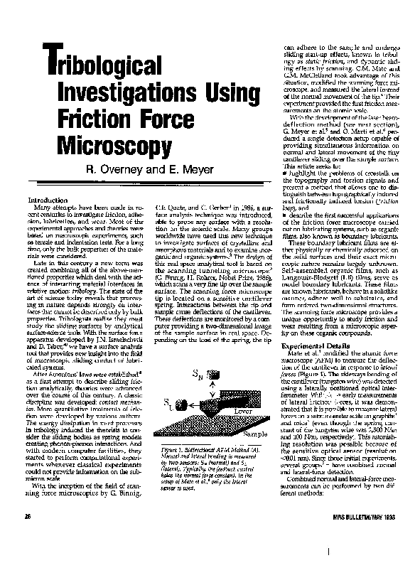 (PDF) Tribological Investigations Using Friction Force Microscopy ...