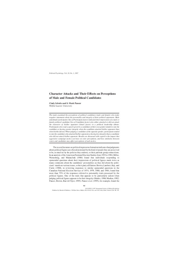 (PDF) Character Attacks and Their Effects on Perceptions of Male and ...
