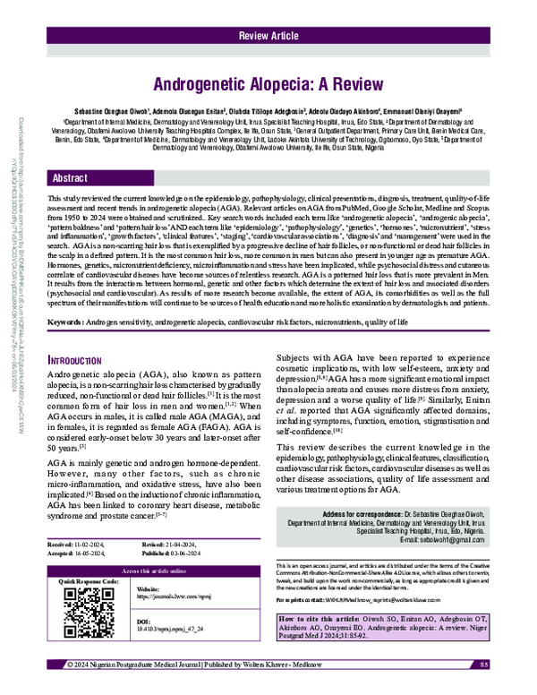 (PDF) Androgenetic Alopecia: A Review