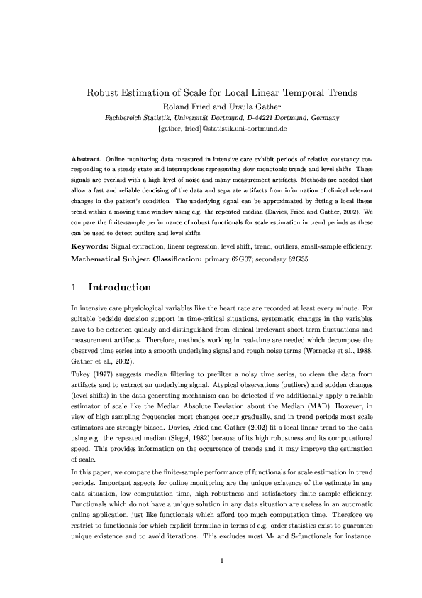 (PDF) Robust Estimation of Scale for Local Linear Temporal Trends