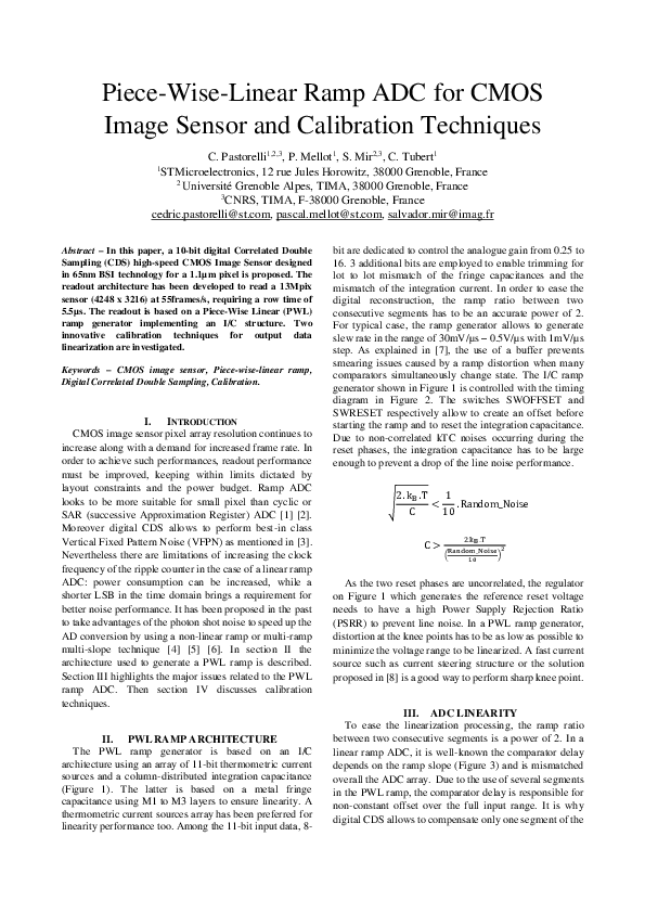 (PDF) Piece-wise-linear ramp ADC for CMOS imager sensor and calibration ...