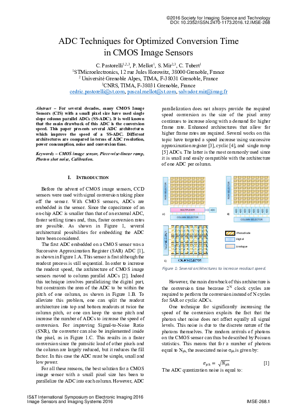 (PDF) ADC Techniques for Optimized Conversion Time in CMOS Image Sensors