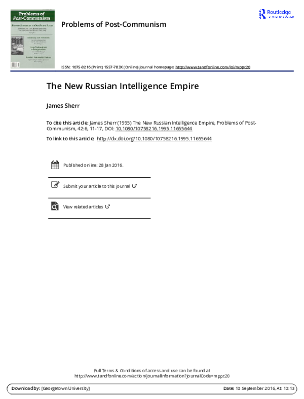 (PDF) The New Russian Intelligence Empire