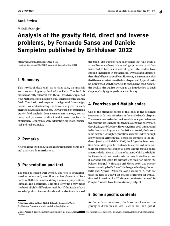 (PDF) Analysis of the gravity field, direct and inverse problems, by ...