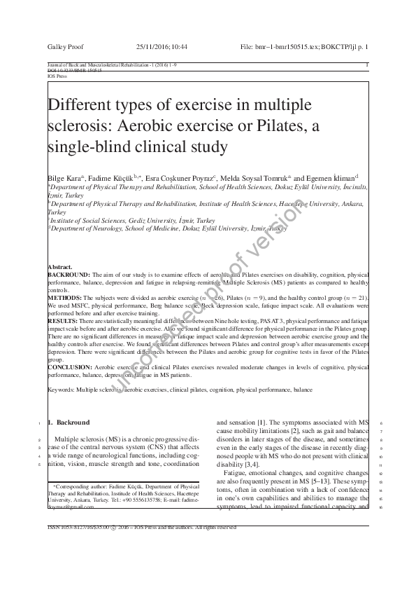 (PDF) Different types of exercise in Multiple Sclerosis: Aerobic ...