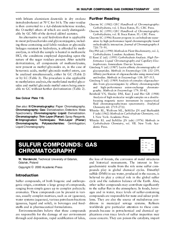 (PDF) Sulfur Compounds: Gas Chromatography
