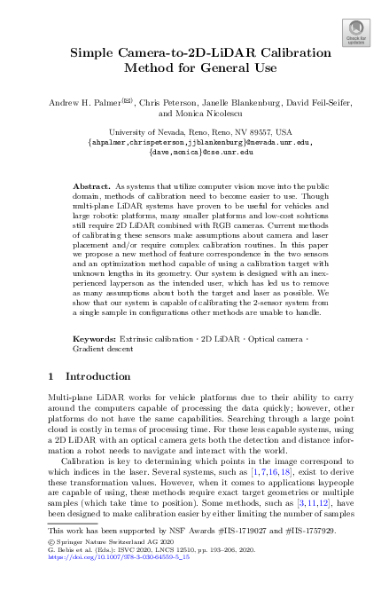 (PDF) Simple Camera-to-2D-LiDAR Calibration Method for General Use