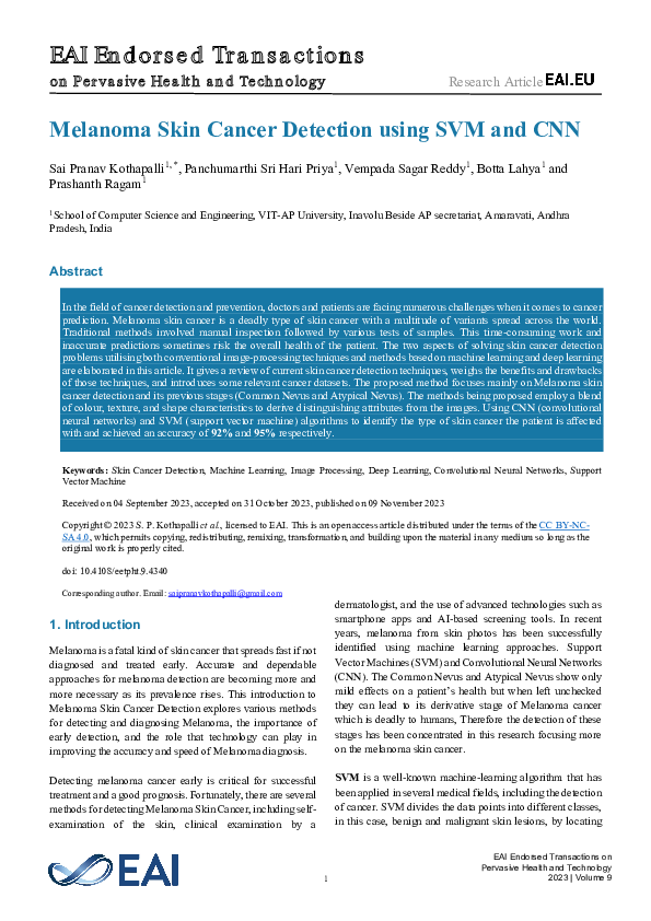 (PDF) Melanoma Skin Cancer Detection using SVM and CNN