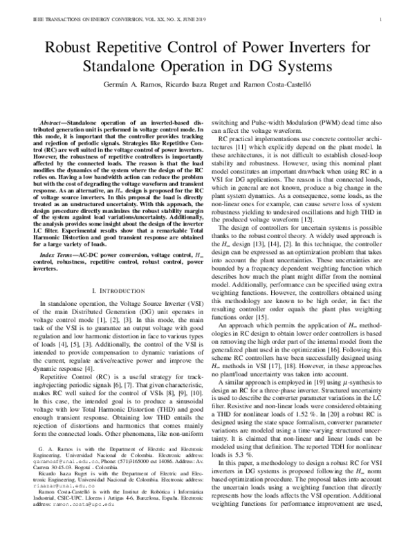 (PDF) Robust Repetitive Control of Power Inverters for Standalone ...