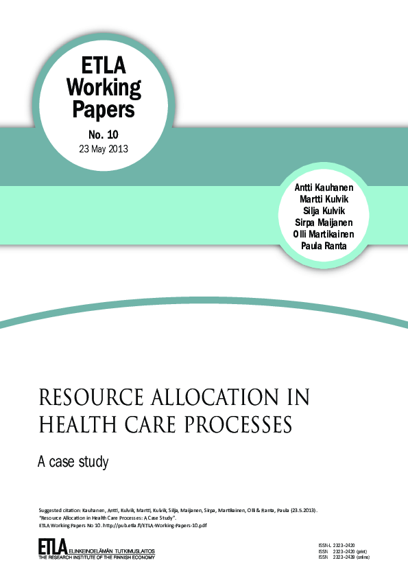 (PDF) Resource allocation in health care processes: A case study