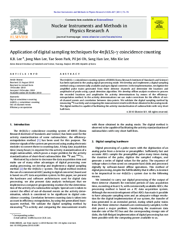 (PDF) Application of digital sampling techniques for coincidence counting