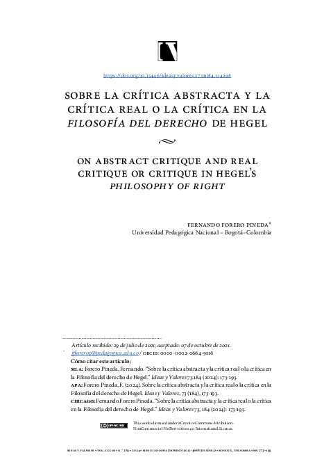 (PDF) Sobre la critica abstracta y la critica real o la critica en la ...