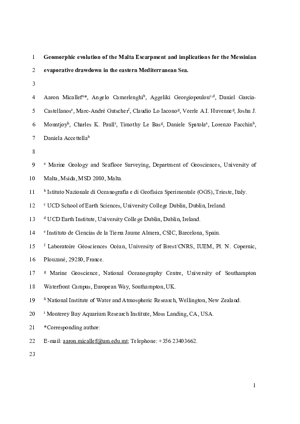 (PDF) Geomorphic evolution of the Malta Escarpment and implications for ...