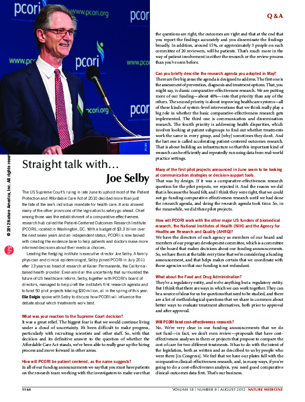 (PDF) Straight talk with...Joe Selby