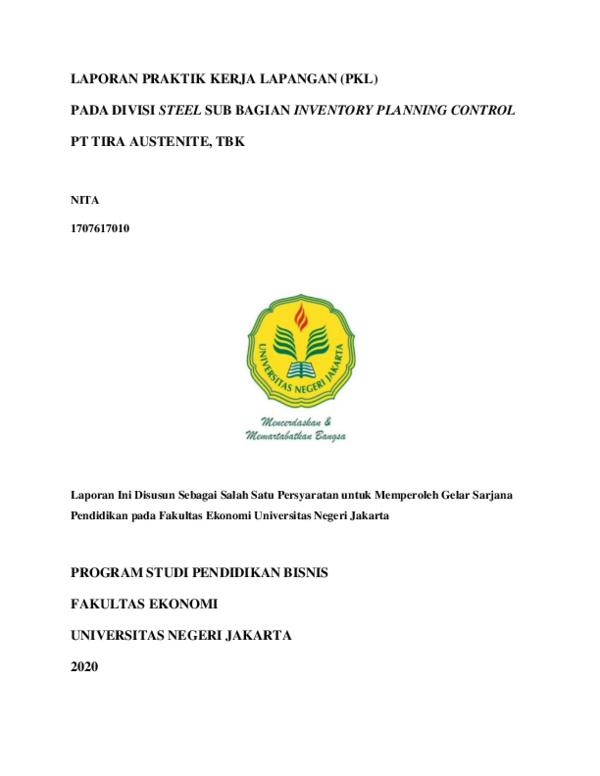 (PDF) Laporan Praktik Kerja Lapangan (PKL) Pada Divisi Steel Sub Bagian Inventory Planning ...