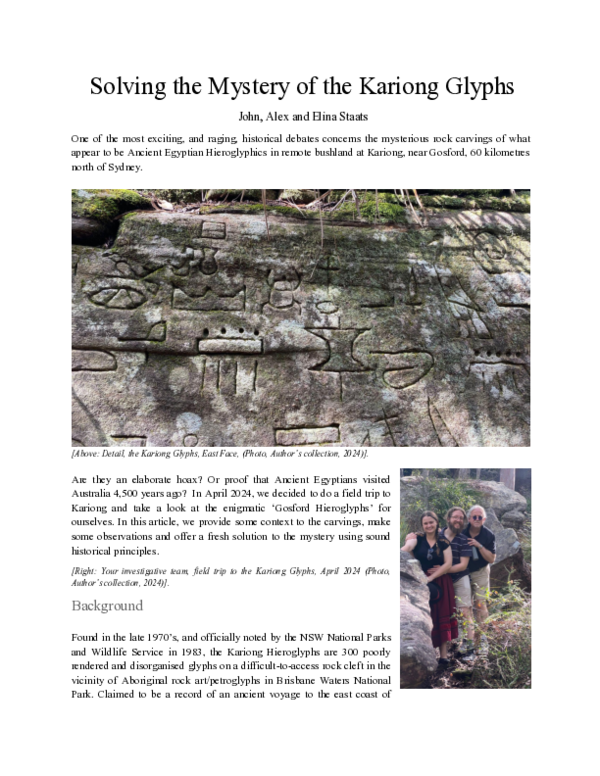 (PDF) Solving the Mystery of the Kariong Glyphs