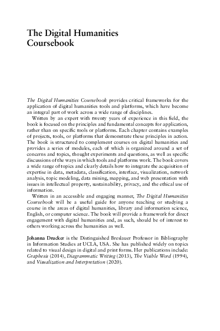 (PDF) The Digital Humanities Coursebook