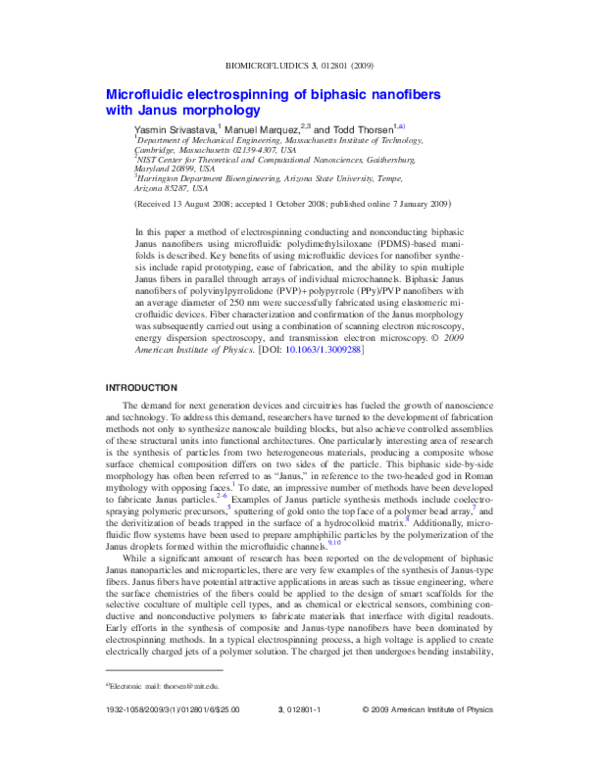 (PDF) Microfluidic electrospinning of biphasic nanofibers with Janus morphology