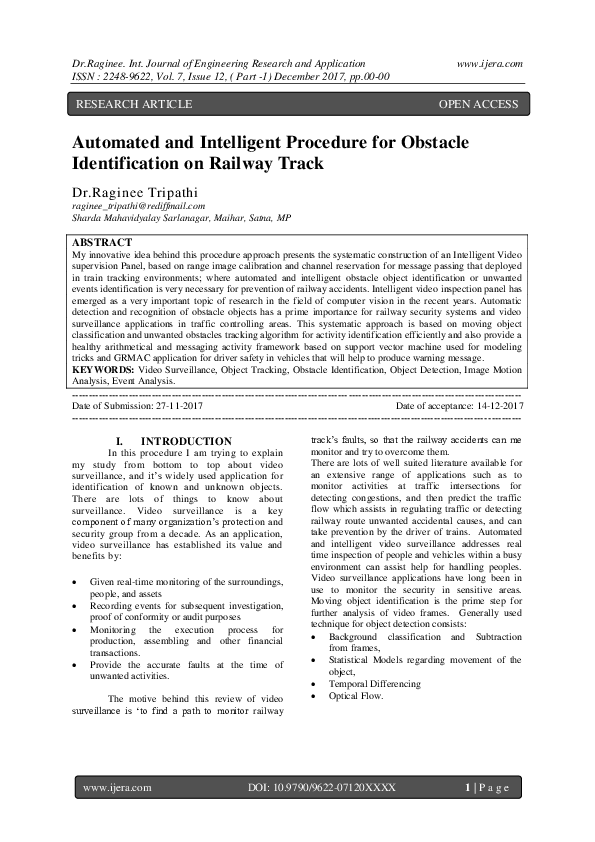 Automated and Intelligent Procedure for Obstacle Identification on ...